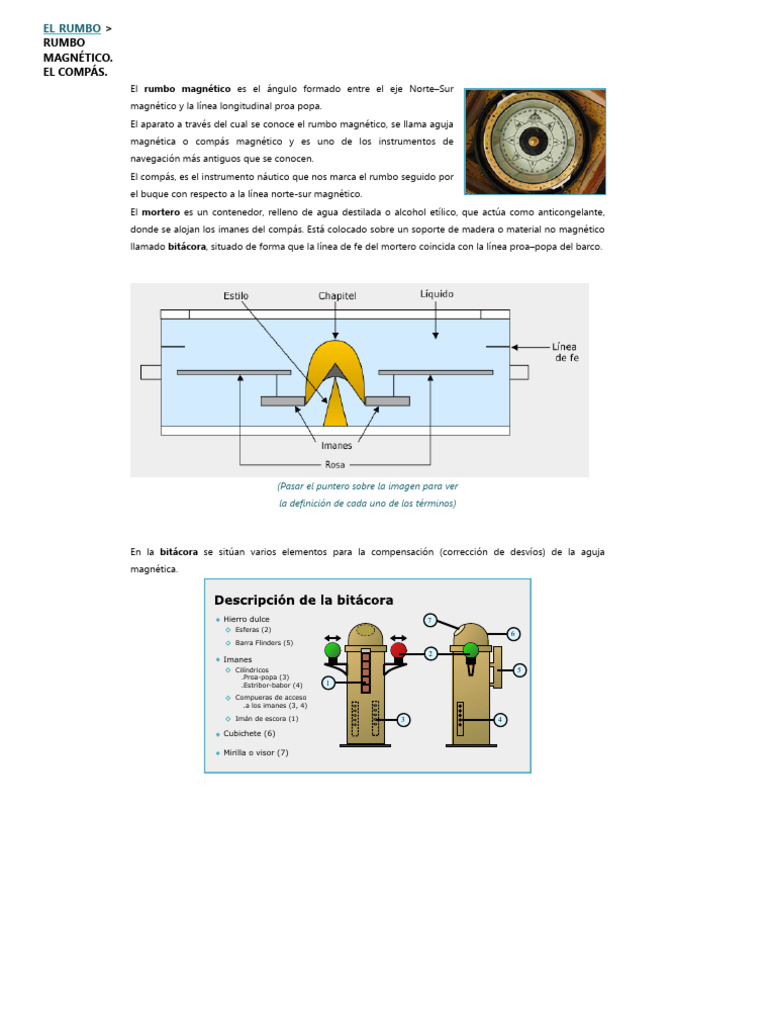 1.1 Rumbo Magnético. El Compás | PDF