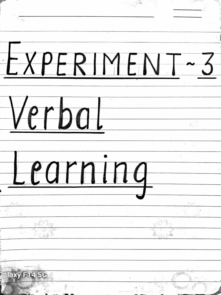 Verbal Learning | PDF
