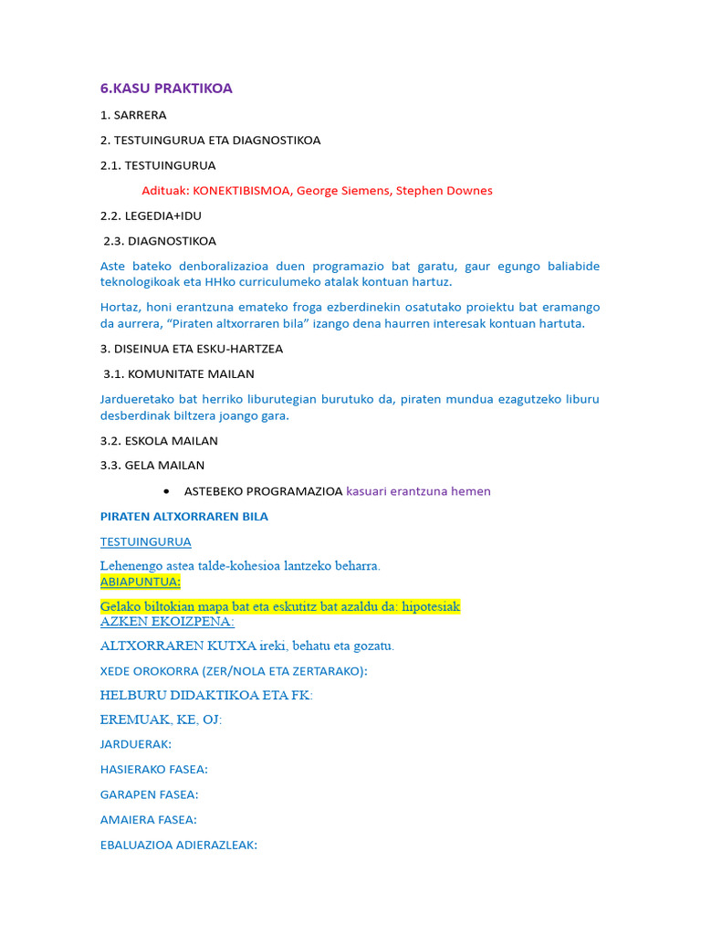 Kasu Praktikoak Aurkibideak | PDF