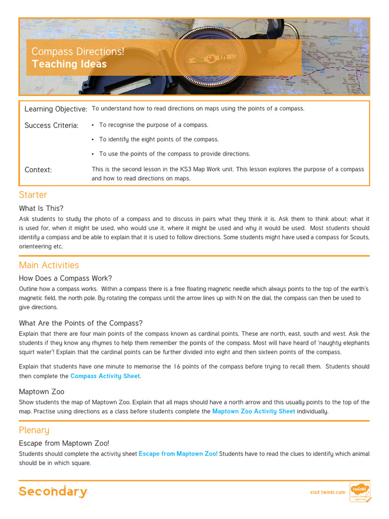 Compass Directions Teaching Ideas | PDF