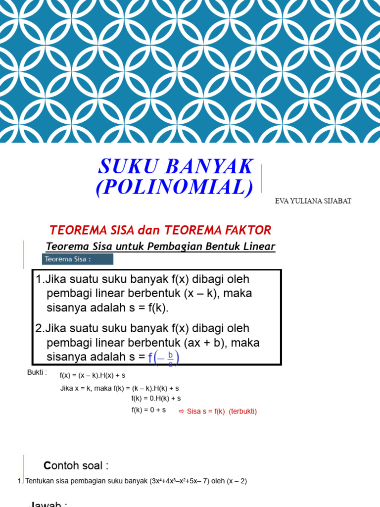 Suku Banyak (Polinomial | PDF | Metode & Bahan Ajar