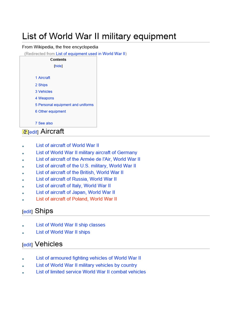 List of World War II Military Equipment | PDF | World War II | Allies ...