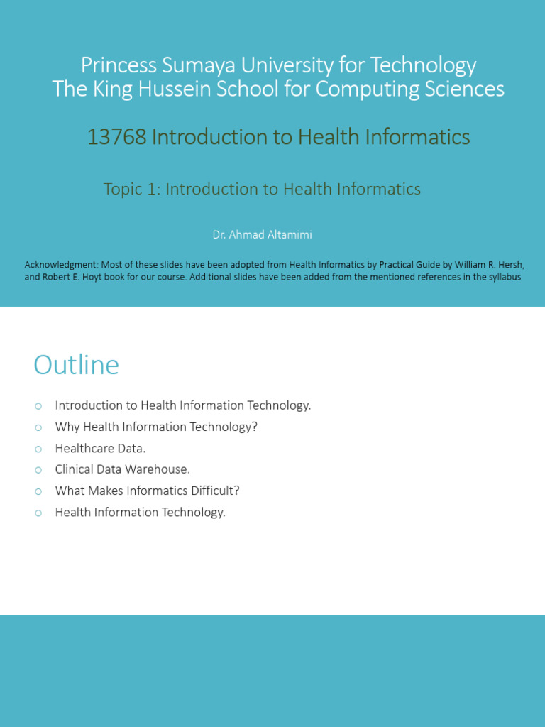 Introduction To Health Informatics | PDF | Electronic Health Record | Health Informatics