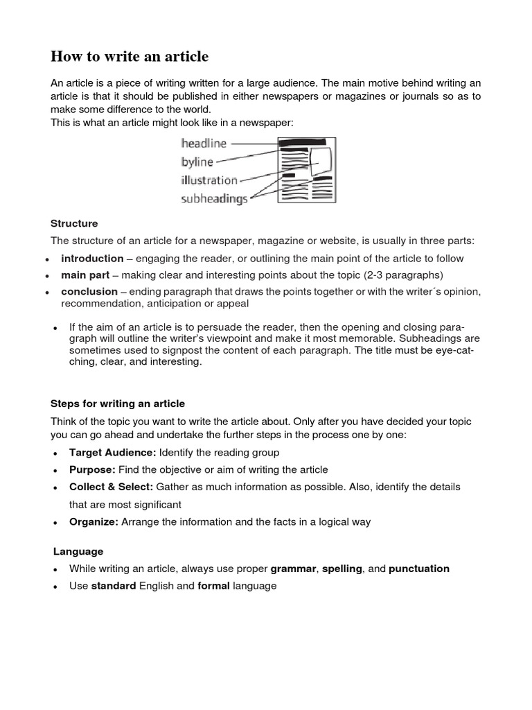 How To Write An Article PDF