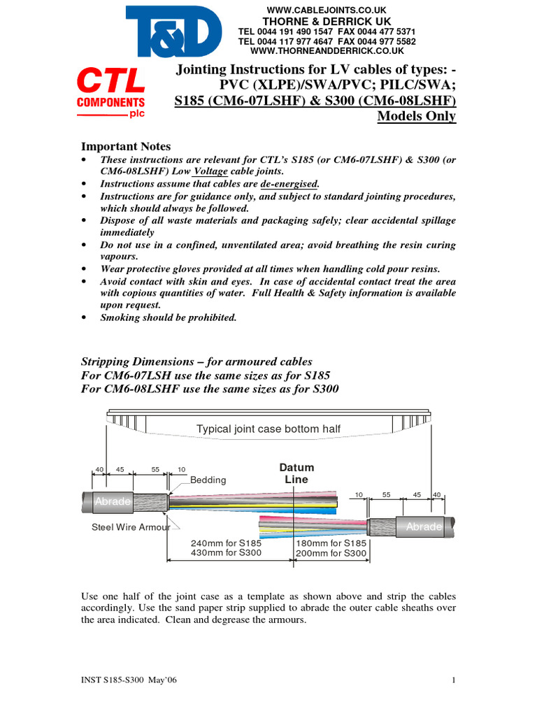 LV Resin Cable Joints 4 Core XLPE & PILC SWA, 185sqmm 300sqmm ...