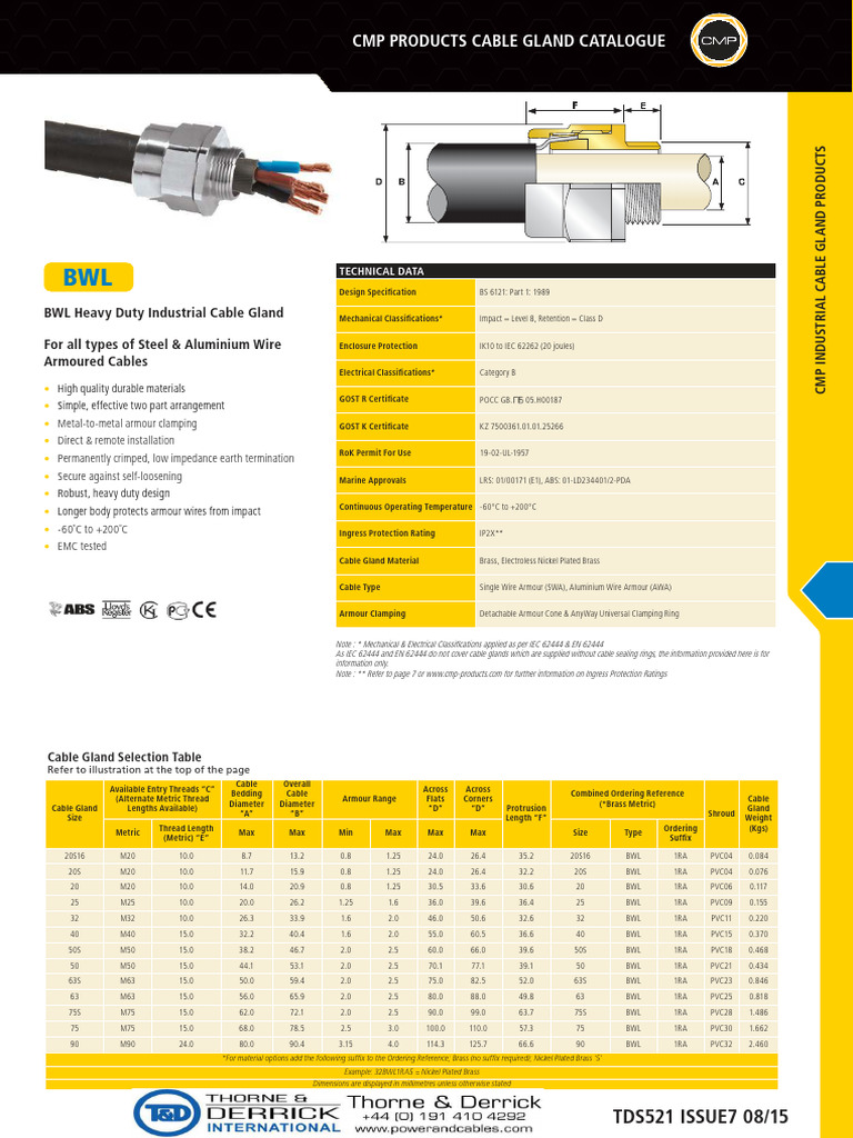 CMP Cable Gland Catalogue | PDF | Electrical Components | Manufactured ...