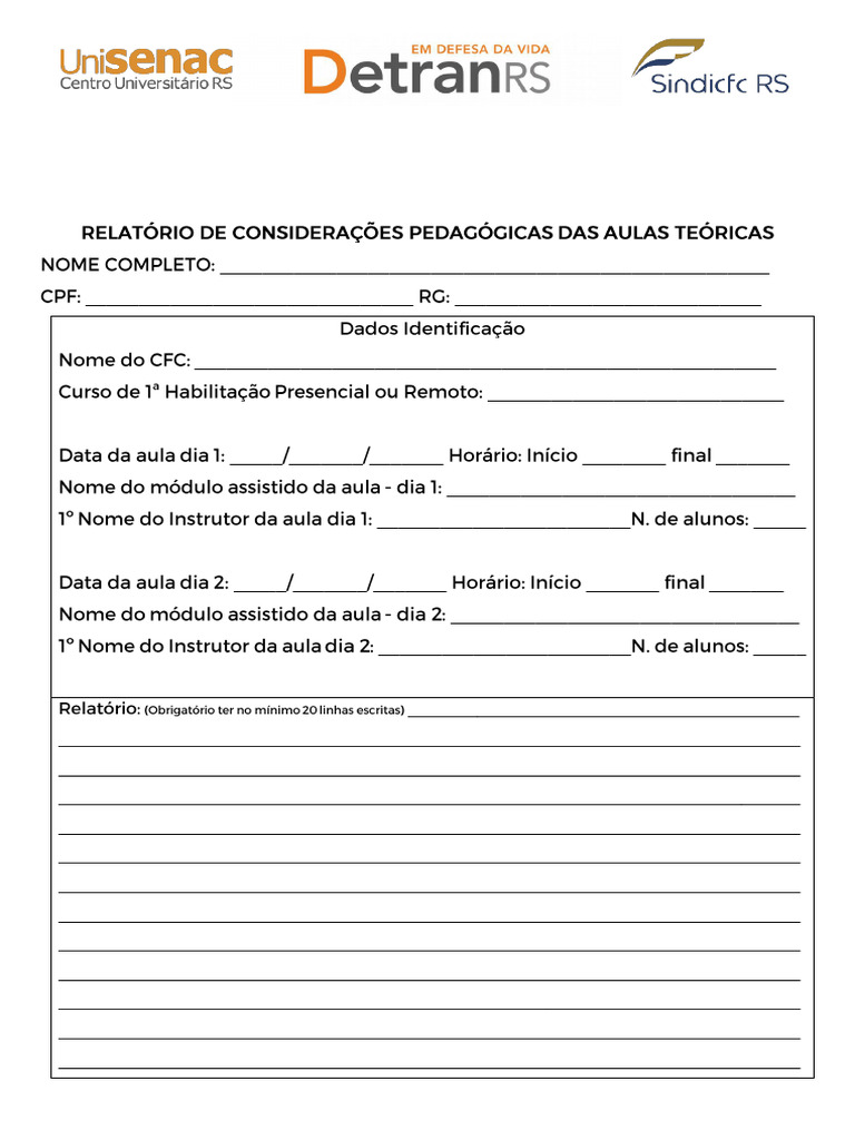 Folha para Relatórios Aula Teórica | PDF