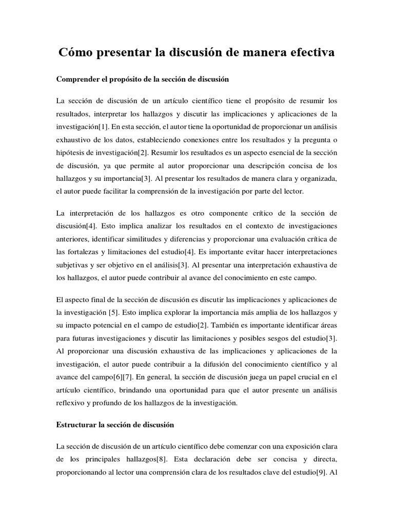 3. Cómo Presentar La Discusión de Manera Efectiva | PDF | Conocimiento ...