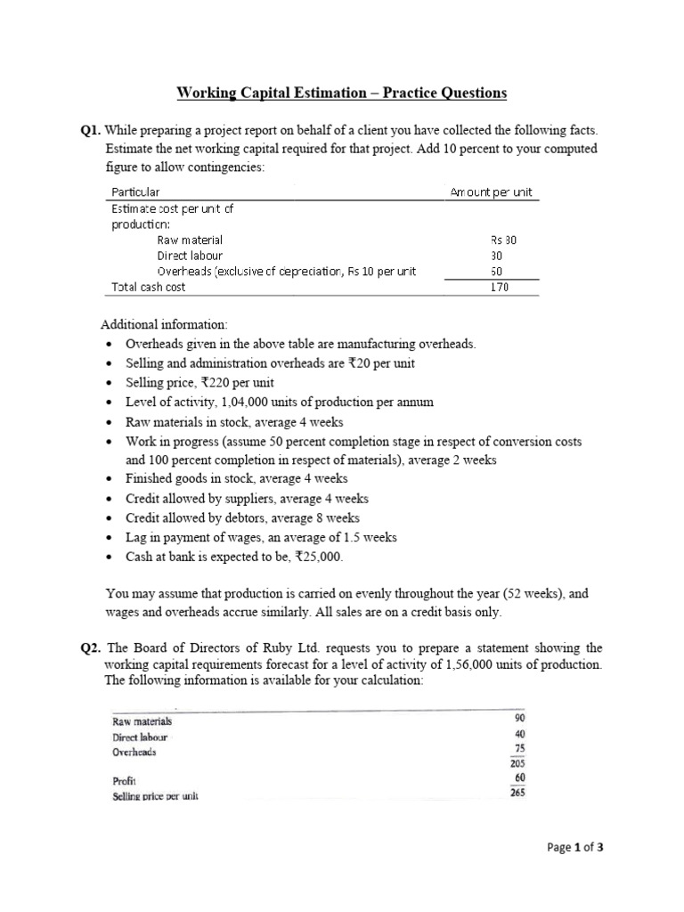 WCM Estimation | PDF | Cost Of Goods Sold | Expense