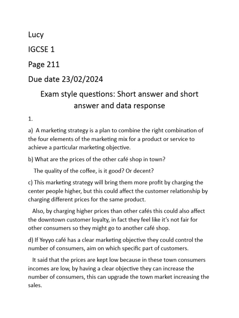 Exam Style Question by Lucy | PDF