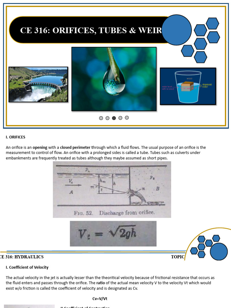 Orifice Tubes Weirs (1) | PDF | Classical Mechanics | Chemical Engineering