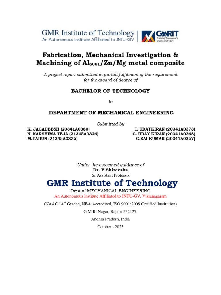 2024 Passed Out Batch 9 Main Project Final Report | PDF | Composite Material | Corrosion
