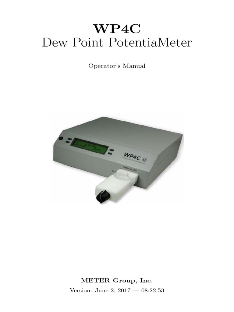 WP4C Dew Point PotentiaMeter Manual | PDF | Calibration | Water