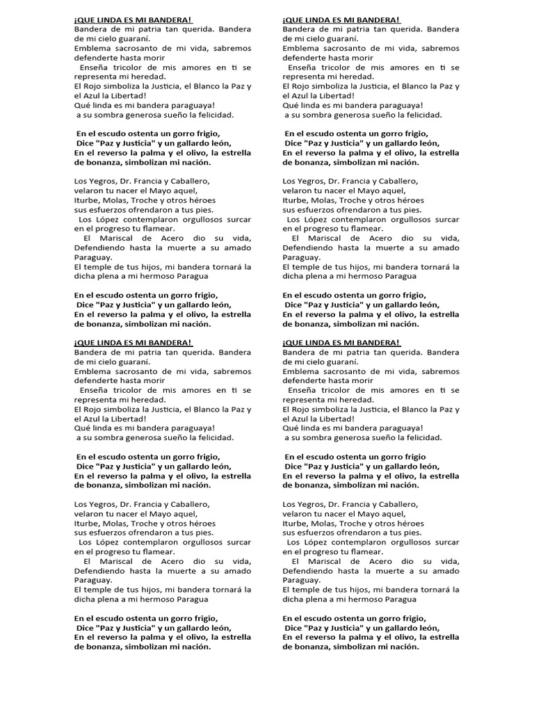 Letra de "Qué linda es mi bandera" | PDF