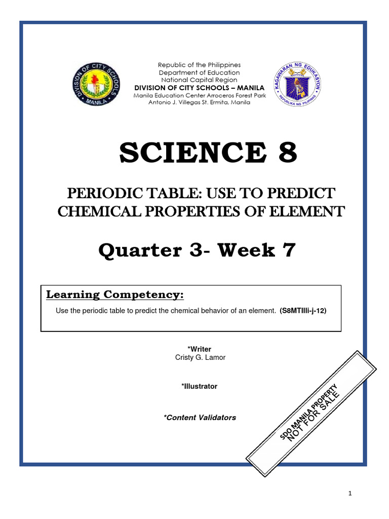 Q3 W7 G8 Periodic-Table Chemical-Behavior-Of-Element | PDF