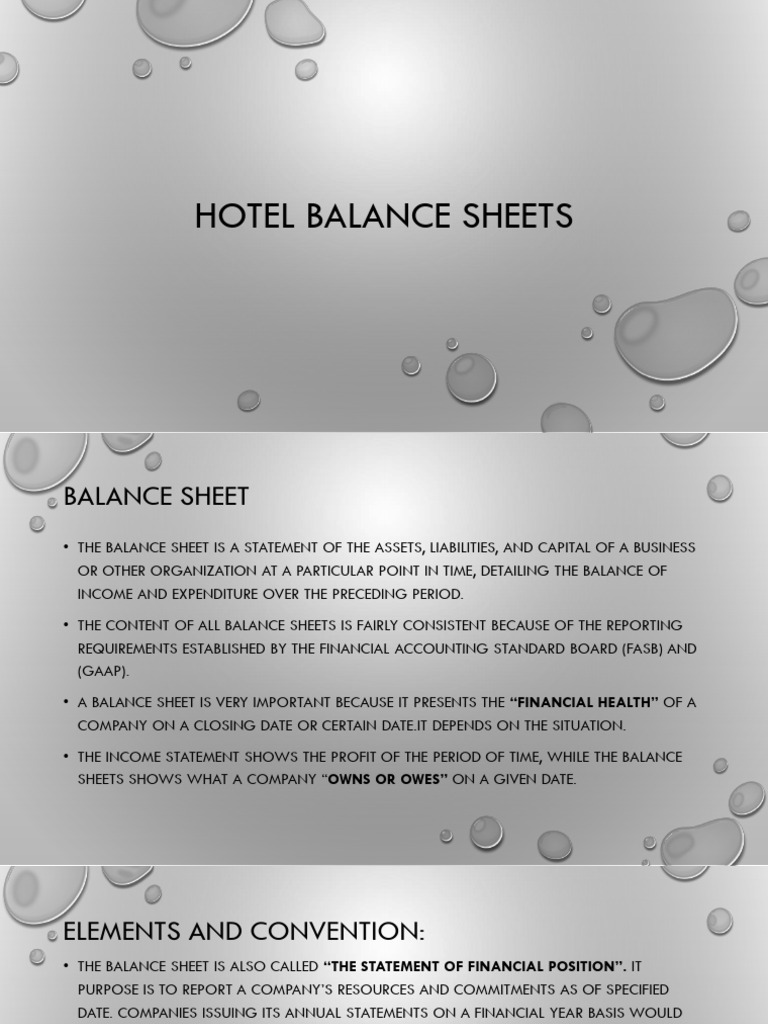 Hotel Balance Sheet Essentials | PDF | Business | Finance & Money ...