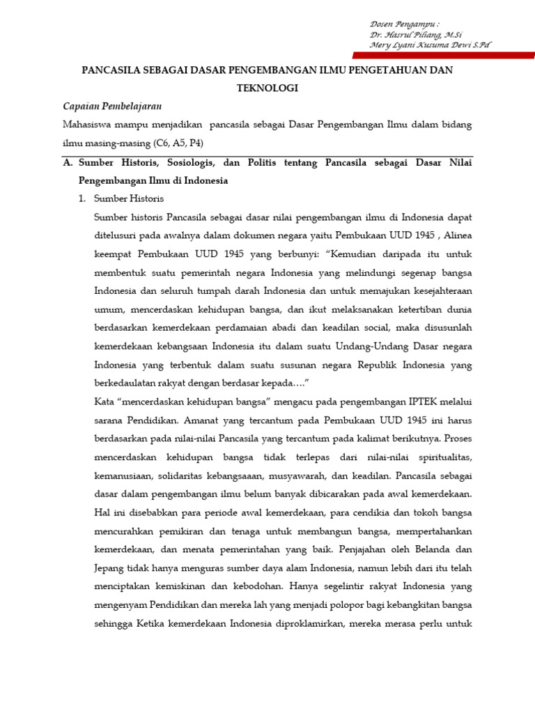 Pancasila Sebagai Dasar Pengembangan Ilmu Pengetahuan Dan Teknologi 2 ... Pancasila Sebagai Dasar Pengembangan Ilmu Pengetahuan Dan Teknologi 2 ...