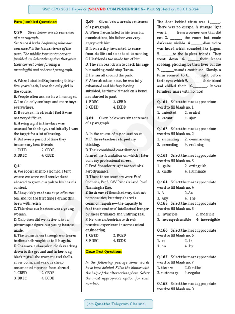 THP 12.01.2024 CPO 2023 Comprehension Part-2 | PDF | Earthquakes ...