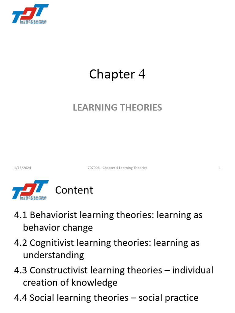 Chapter 4 Learning Theories | PDF | Constructivism (Philosophy Of ...