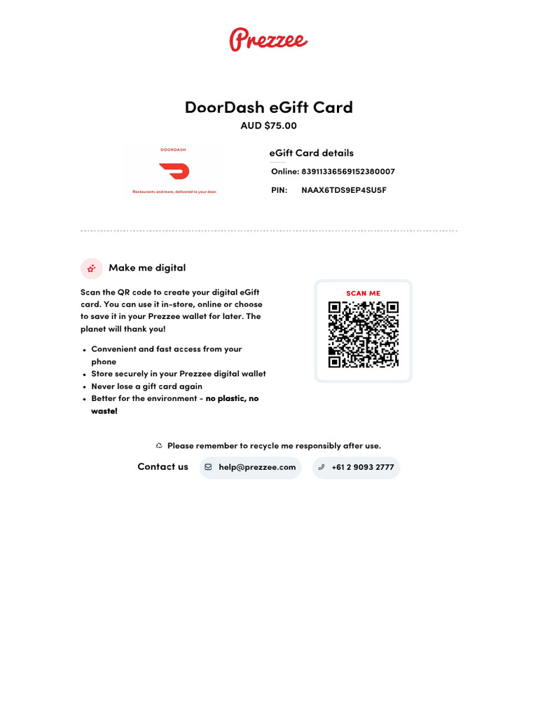 How to Use Your $75 DoorDash eGift Card | PDF