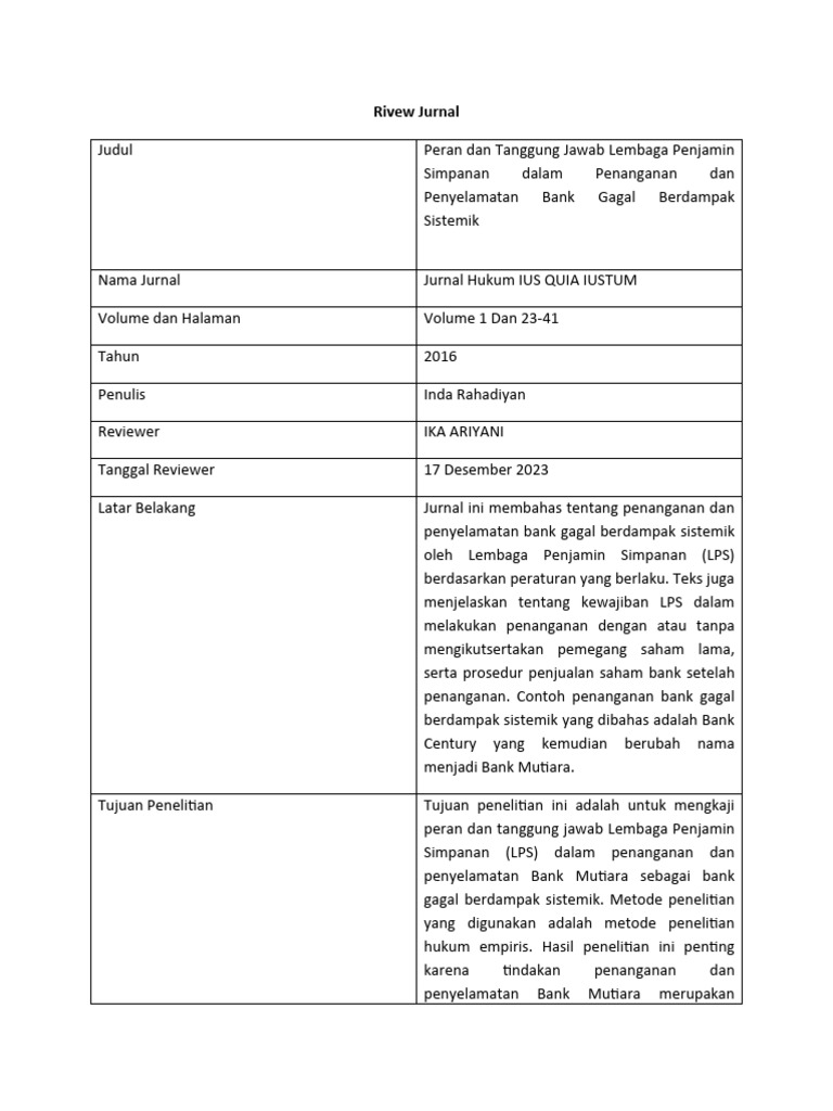 Peran LPS dalam Penyelamatan Bank Mutiara | PDF