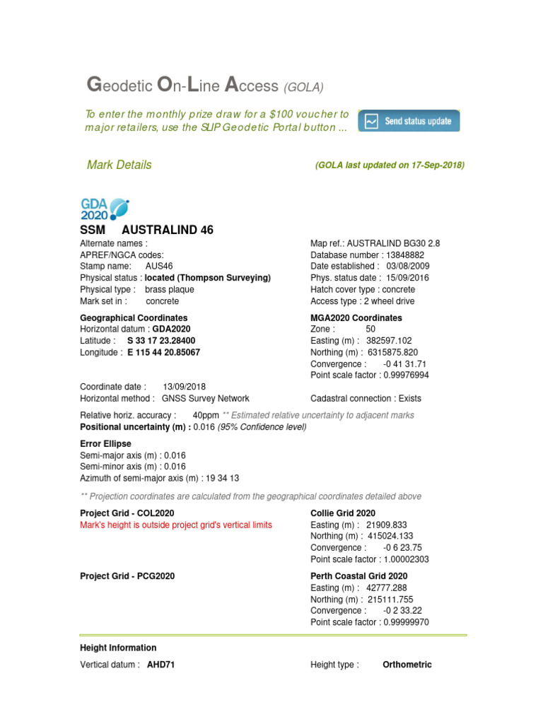 Geodetic Report Sample | Download Free PDF | Latitude | Height