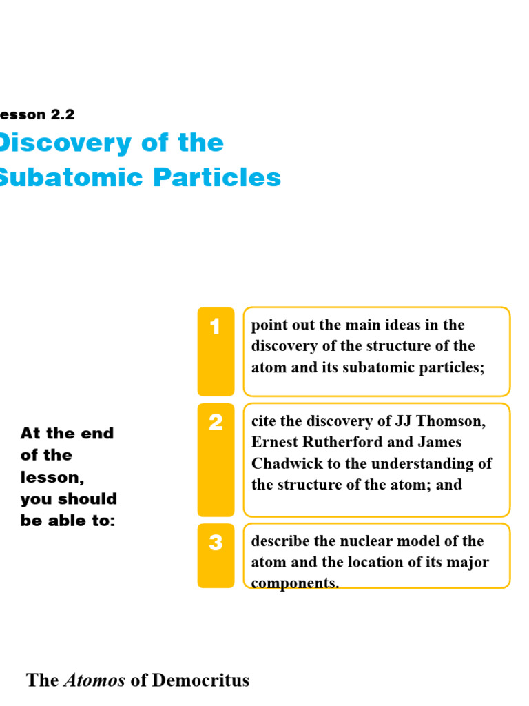 Physical Science SHS 2.2 Discovery of The Subatomic Particles | PDF
