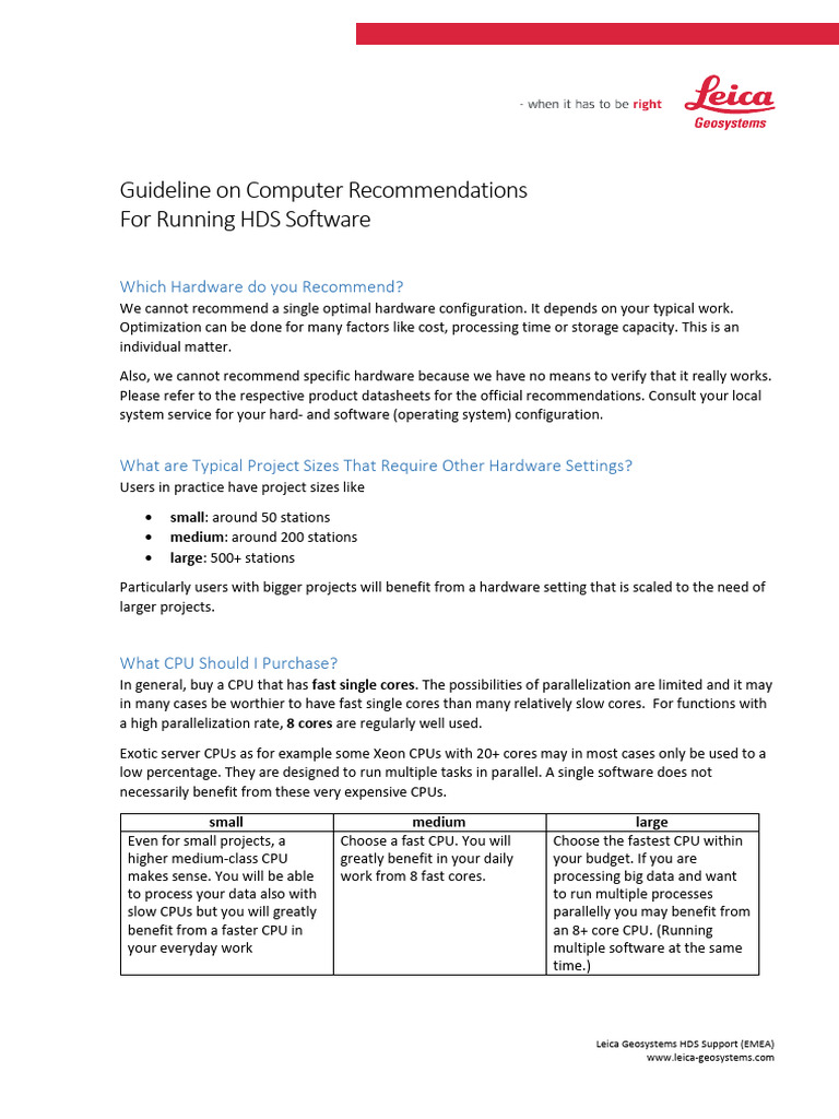 HDS Software Hardware Guide | PDF | Random Access Memory | Central Processing Unit