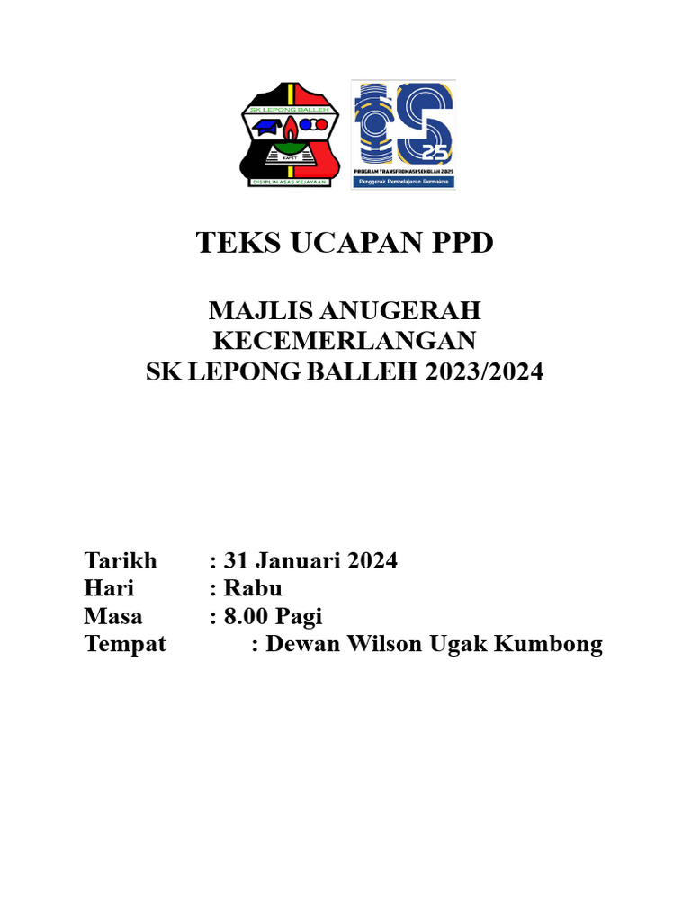 Teks Ucapan PPD (MAK) | PDF