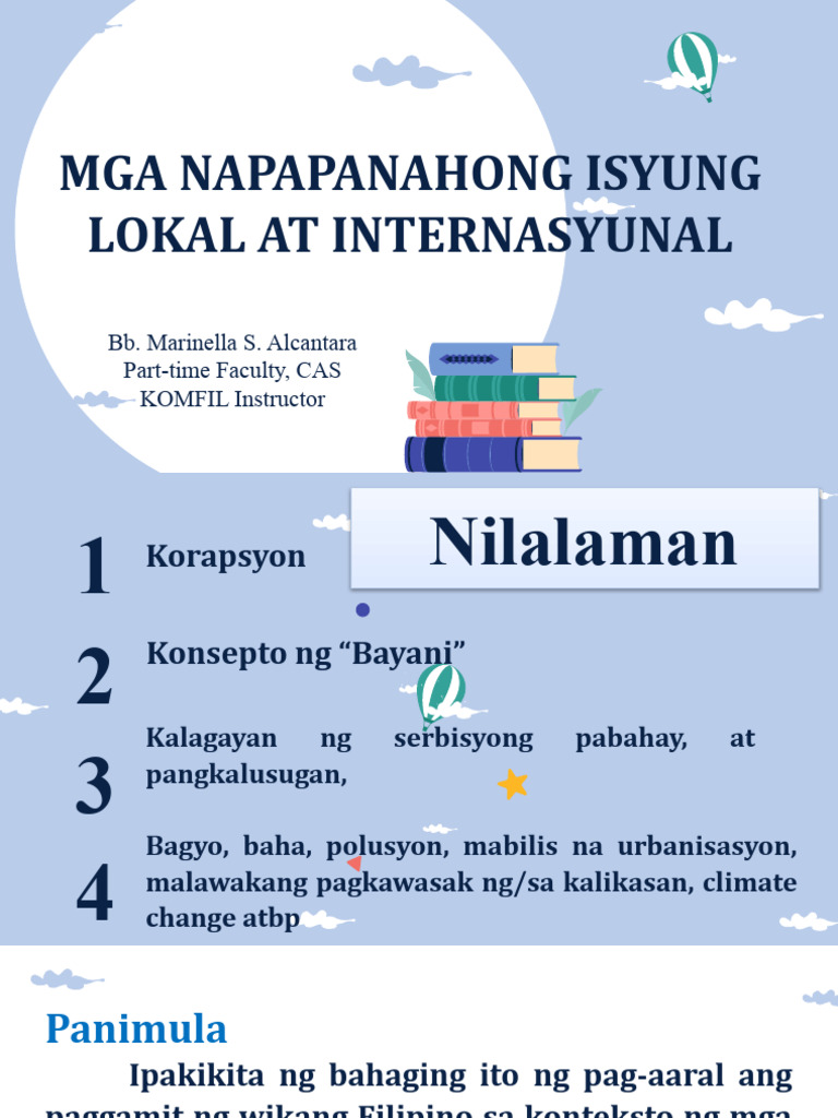 Komfil Modyul 3 Aralin 4 - Mga Napapanahong Isyung Lokal at Internasyunal | PDF