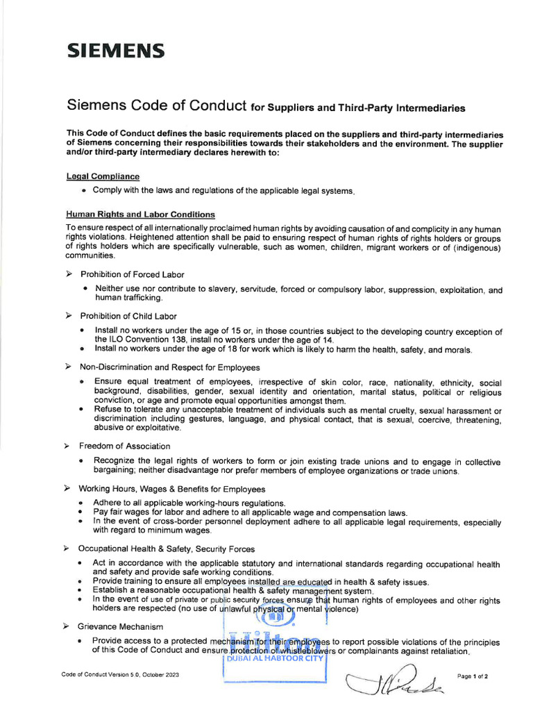 Siemens Code of Conduct | PDF