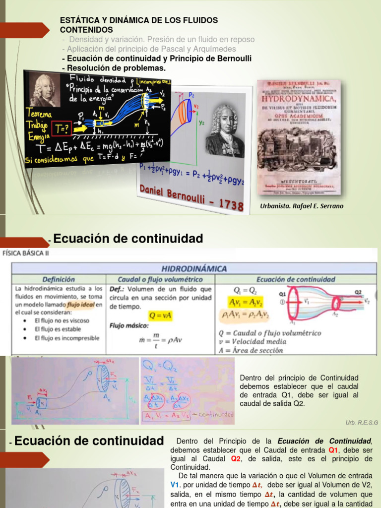 Principio de Daniel Bernoulli - Ecuacion de Continuidad | PDF