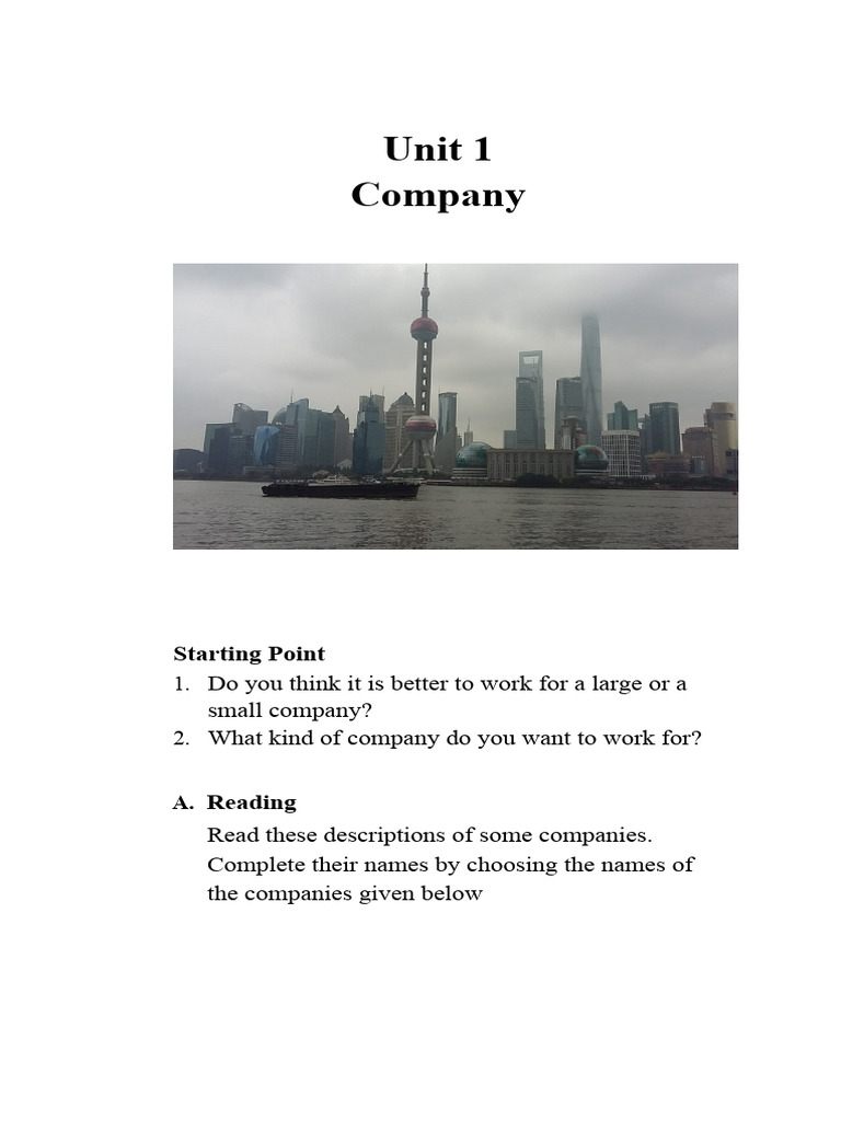 ENGLISH MODULE UNIT 1 (Company) | PDF | English Language | Verb