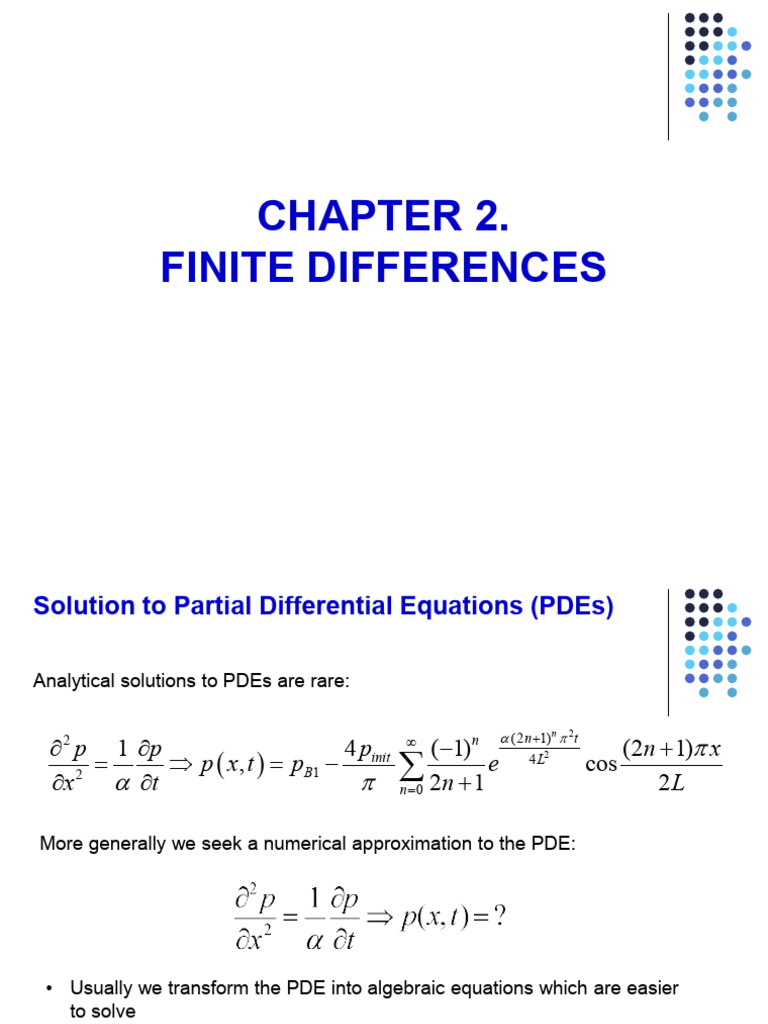 Week 3 PE546 Chapter 2 Finite Difference | PDF | Partial Differential Equation | Mathematical ...