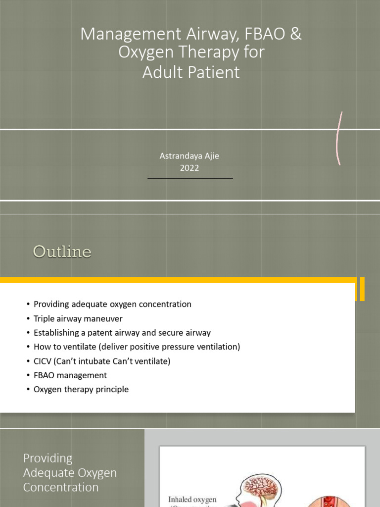 Adult Airway Management, FBAO & O2 Therapy | PDF