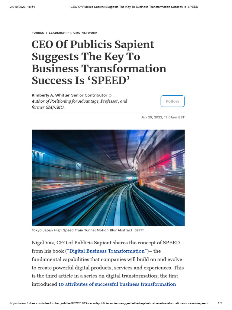 CEO of Publicis Sapient Suggests The Key To Business Transformation ...