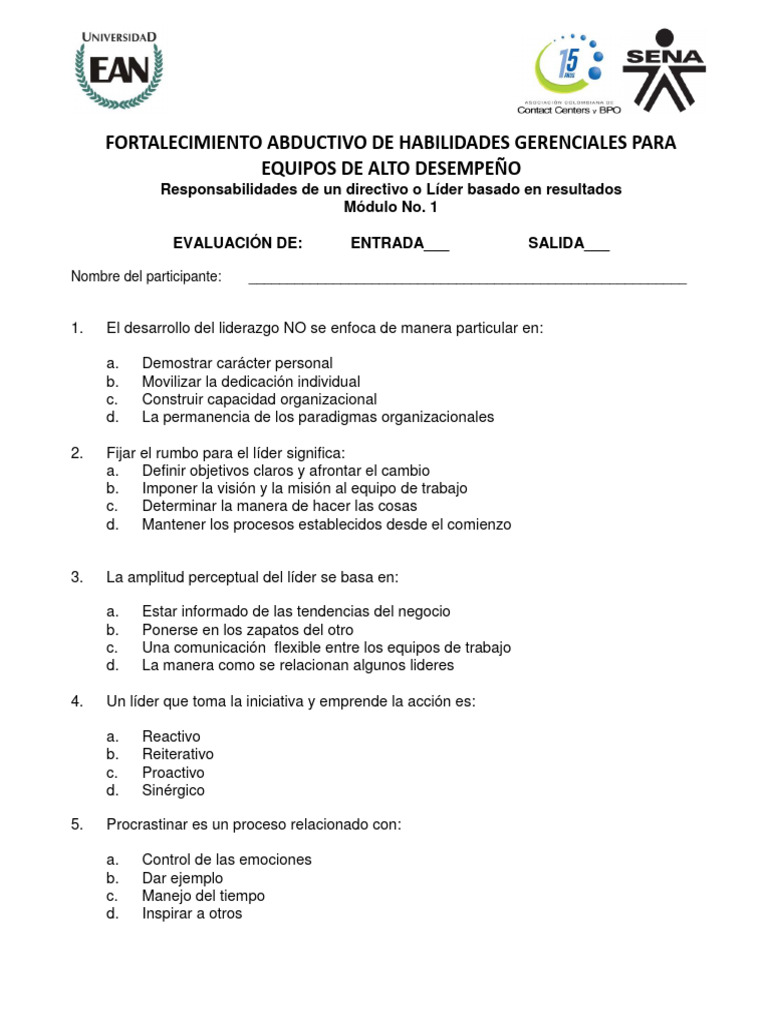M+¦dulo 1_Evaluaci+¦n de entrada y salida_NC | PDF