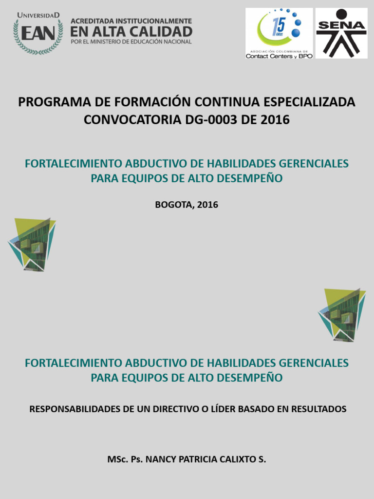 M+ Dulo 1 - Presentaci+ N - Habilidades de Un Directivo Basado en Resultados - NC | PDF ...