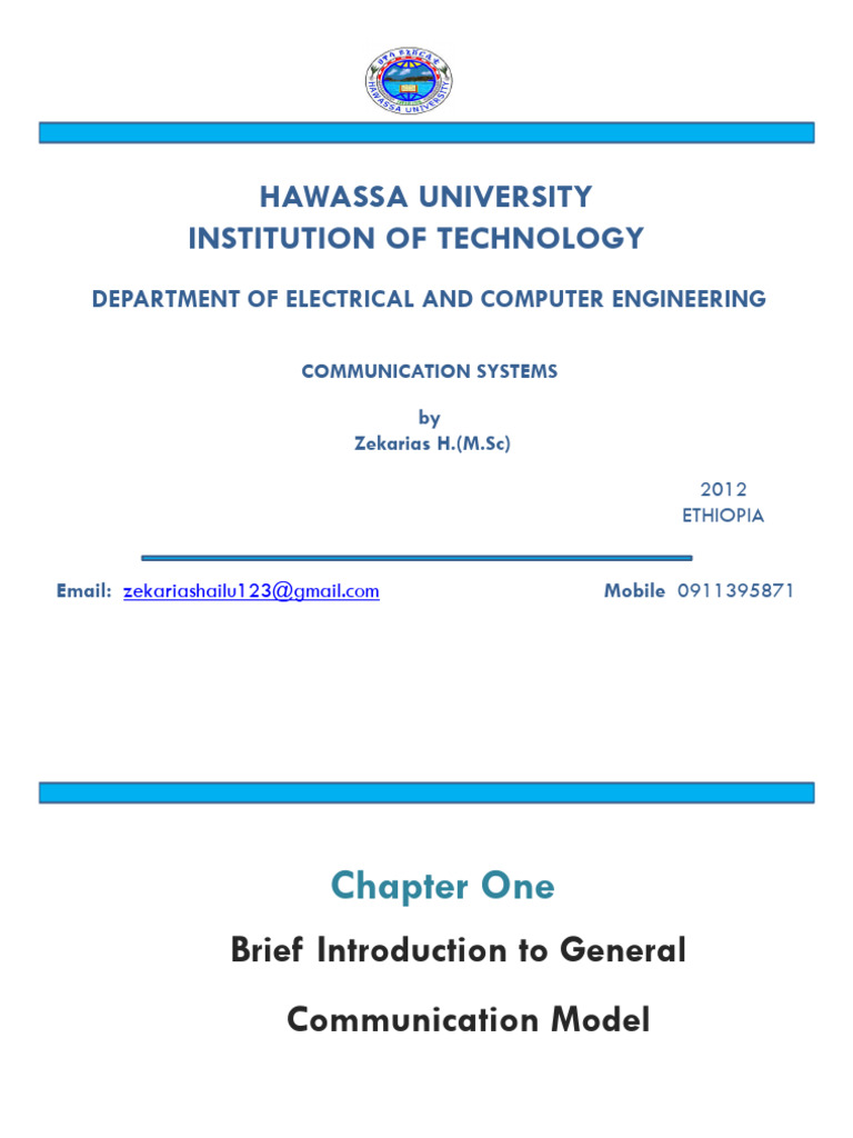 Communication System Chapter One Pdf Communications System Modulation