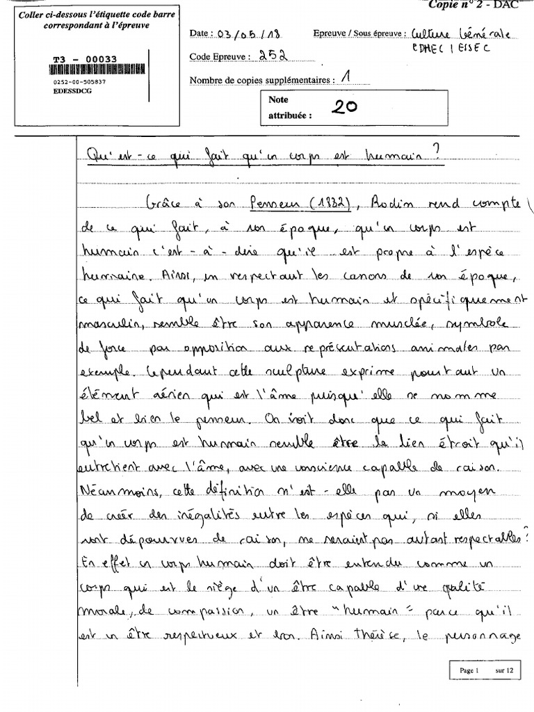 Edhec 2018 (Corps) Notée 20 Alysée | PDF