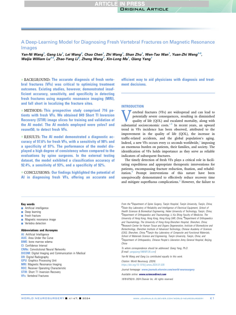 A Deep-Learning Model For Diagnosing Fresh Vertebral Fractures On ...