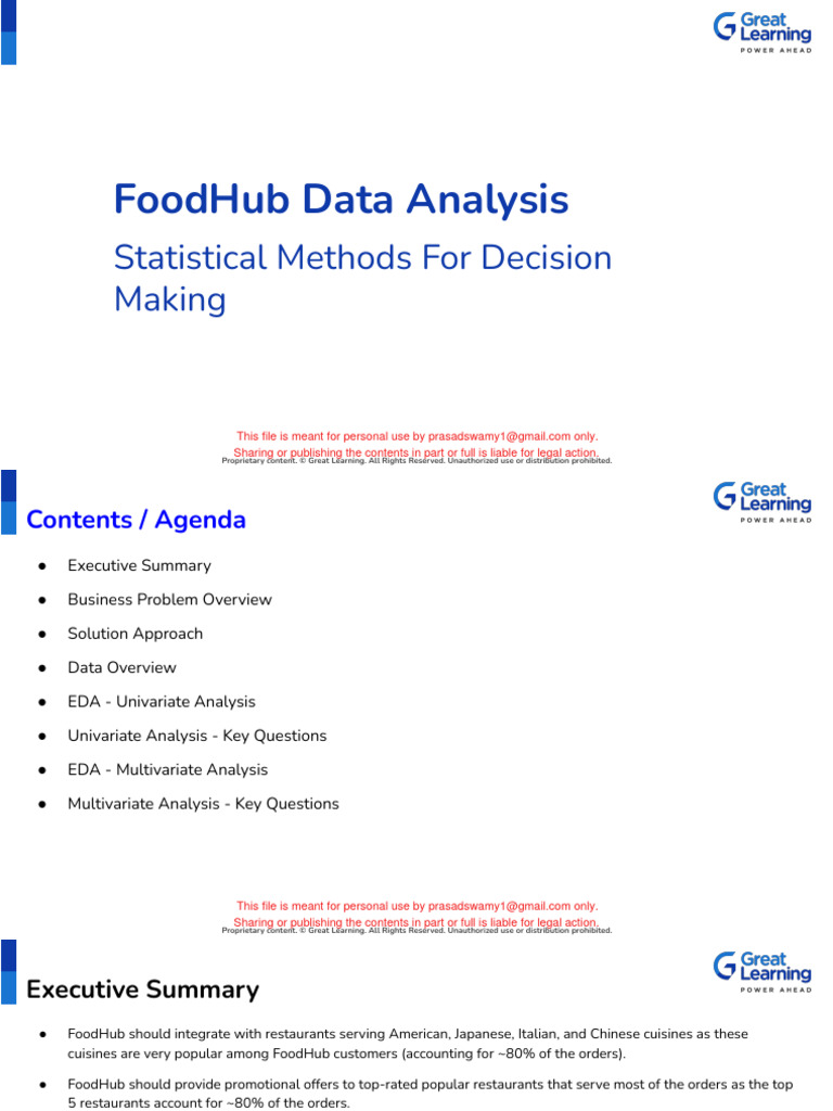 FoodHub Data Analysis Insights | PDF
