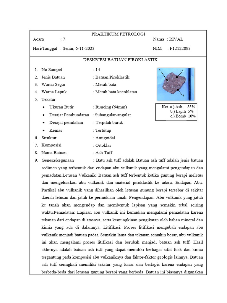 Deskripsi Batuan Piroklastik Tuff | PDF