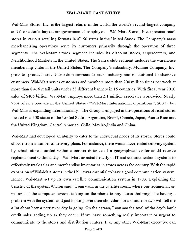 Walmart Case Study | PDF | Walmart | Inventory