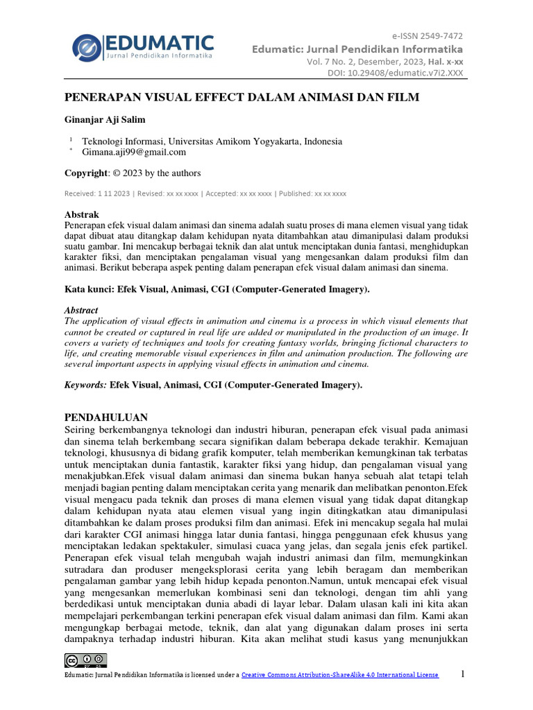 Penerapan Visual Effect Dalam Animasi Dan Film | PDF