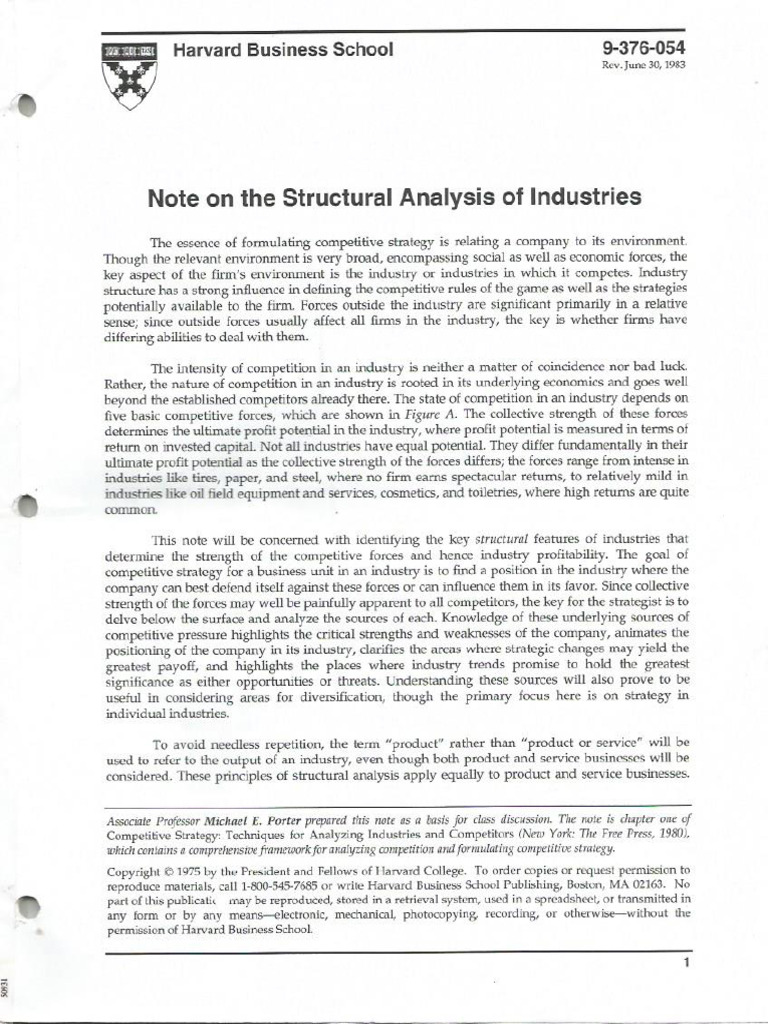 Structural Analysis of Industries PDF | PDF