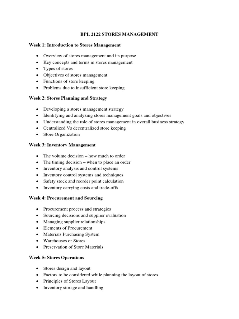 Stores Management | PDF