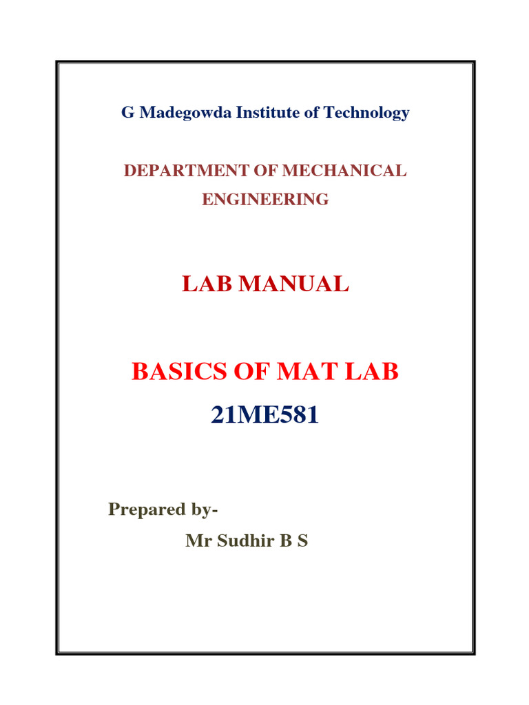 Basics of MATLAB. | PDF