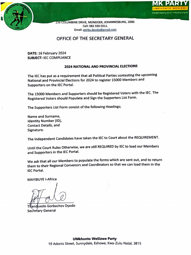 MK Iec Compliance Letter and Form | PDF