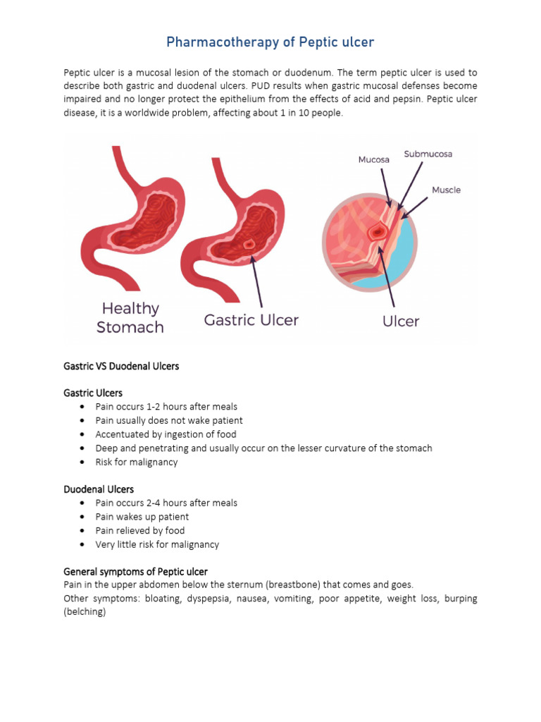 Peptic Ulcer Pharmacotherapy Guide | PDF | Stomach | Pharmacology